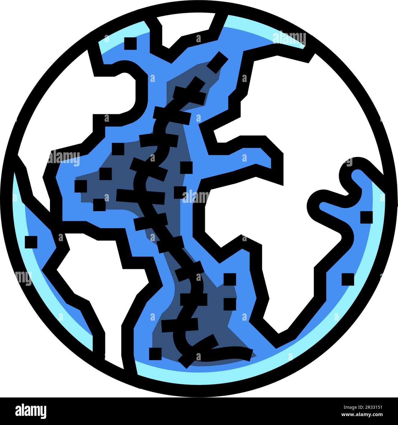 ocean floor mapped future technology color icon vector illustration ...