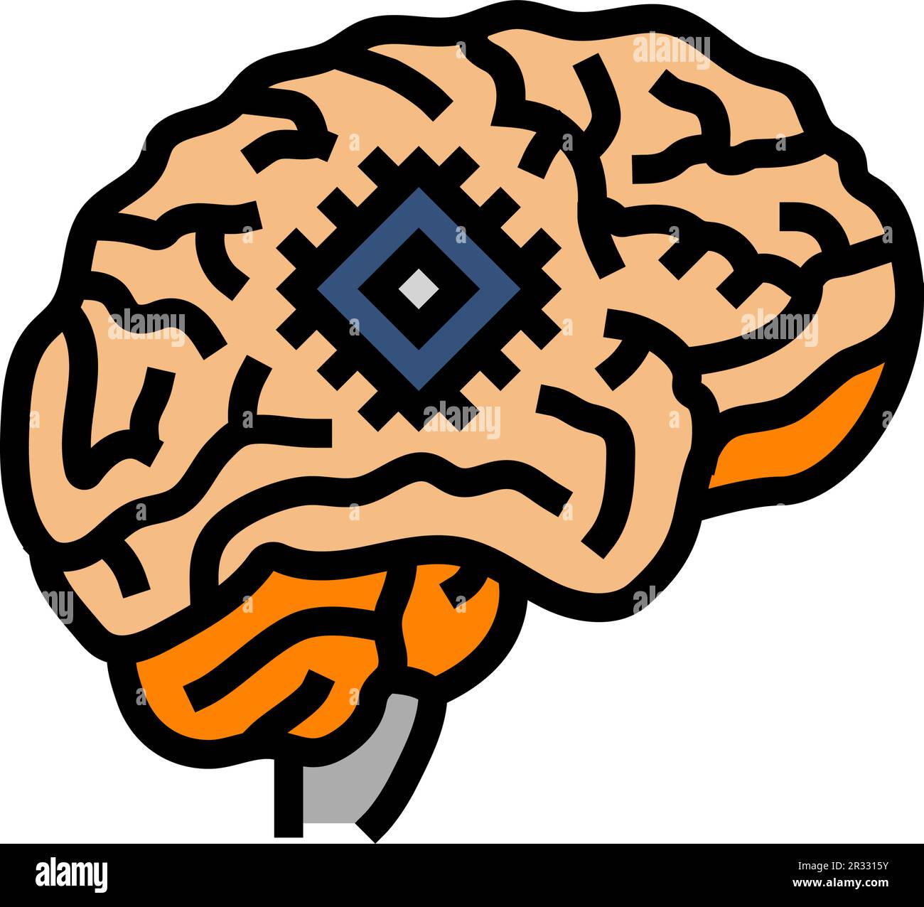 artificial brain implant future technology color icon vector ...