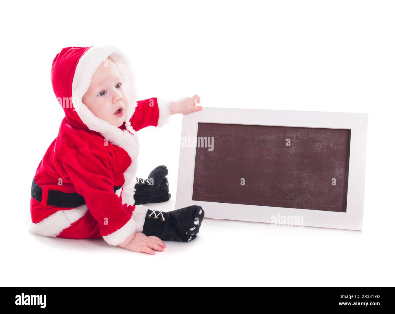 Santa and chalkboard Stock Photo - Alamy
