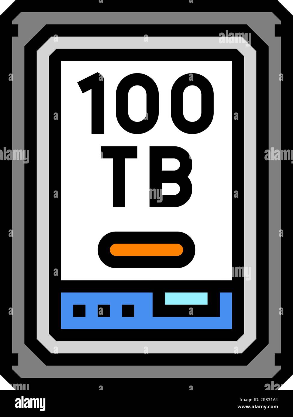 100 terabyte hard drive future technology color icon vector ...