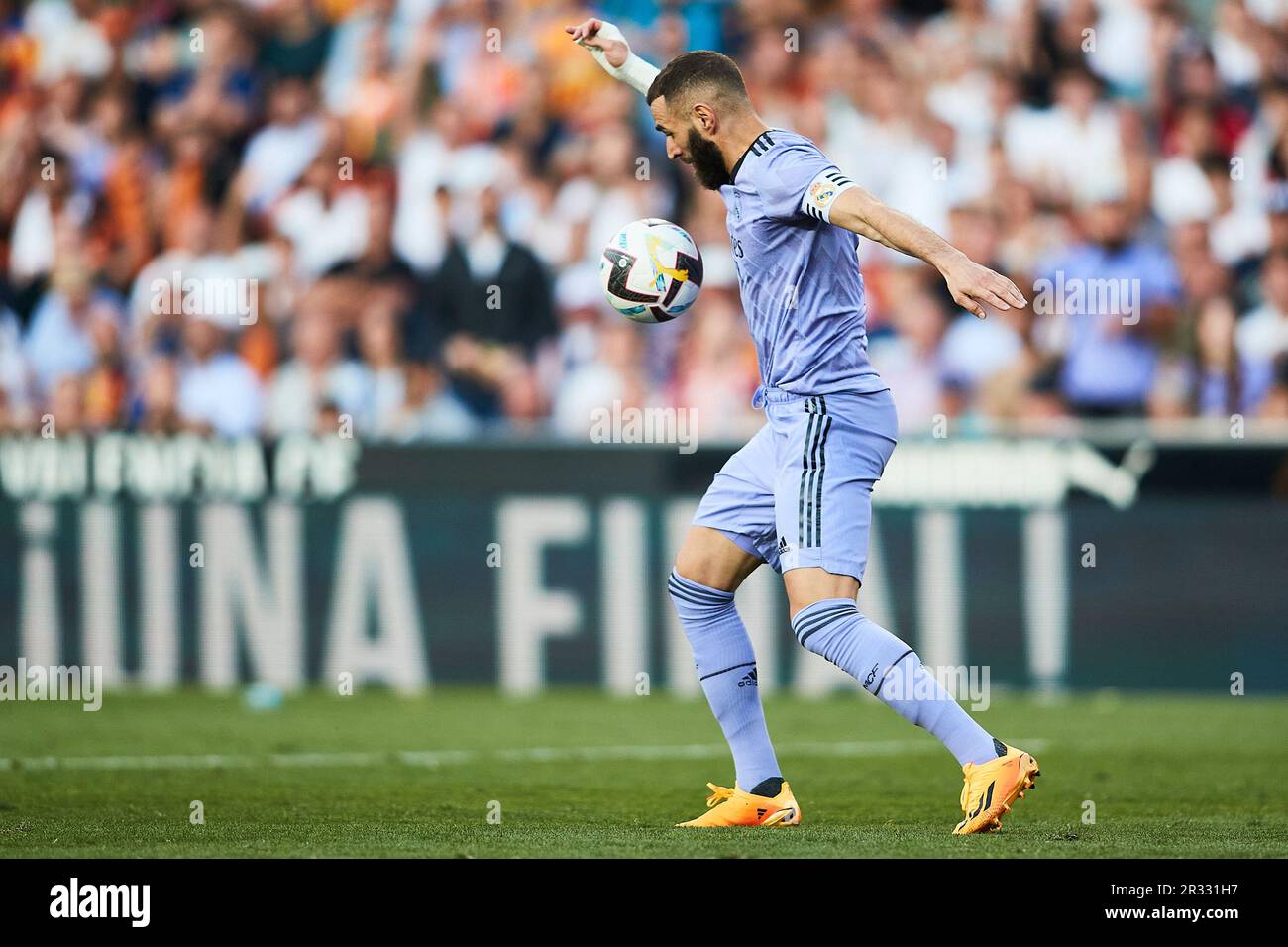 Karim Benzema (Real Madrid, #9) in action during the LaLiga Santander ...