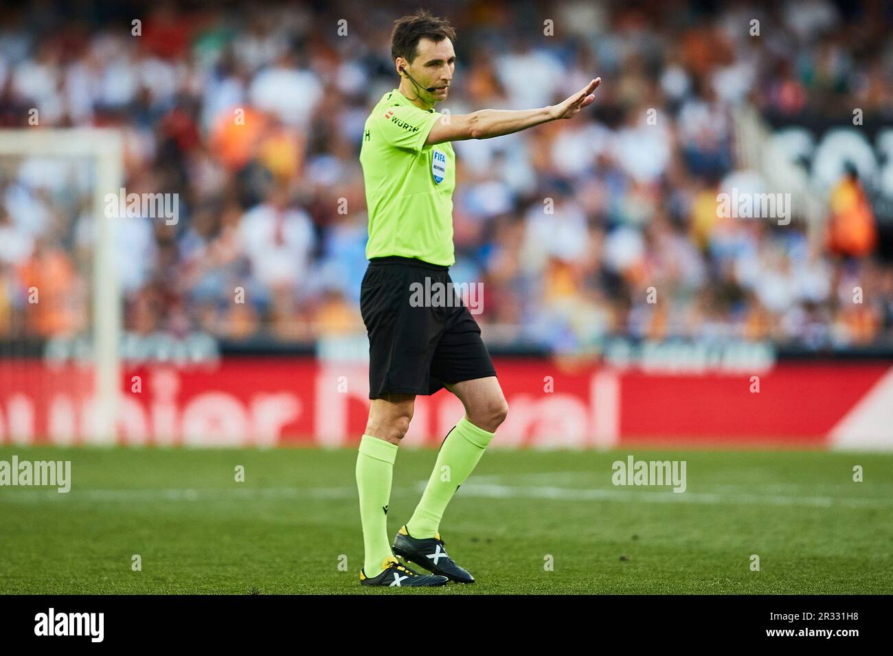 Referee Ricardo de Burgos Bengoetxea during the LaLiga Santander match ...