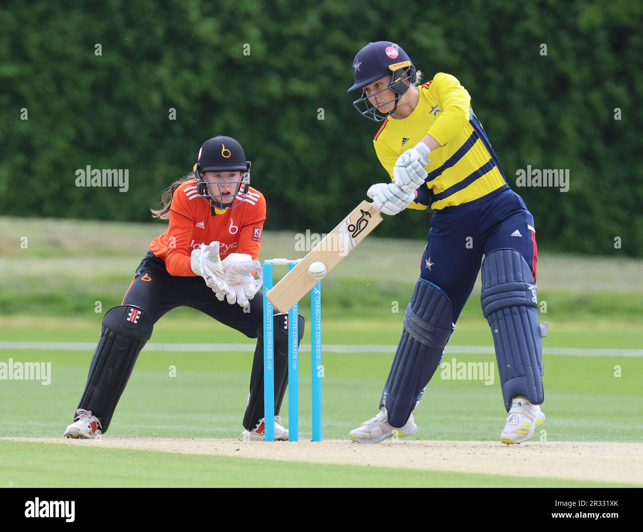 L-R Sarah Bryce of The Blaze and South East Stars Phobe Franklin during ...