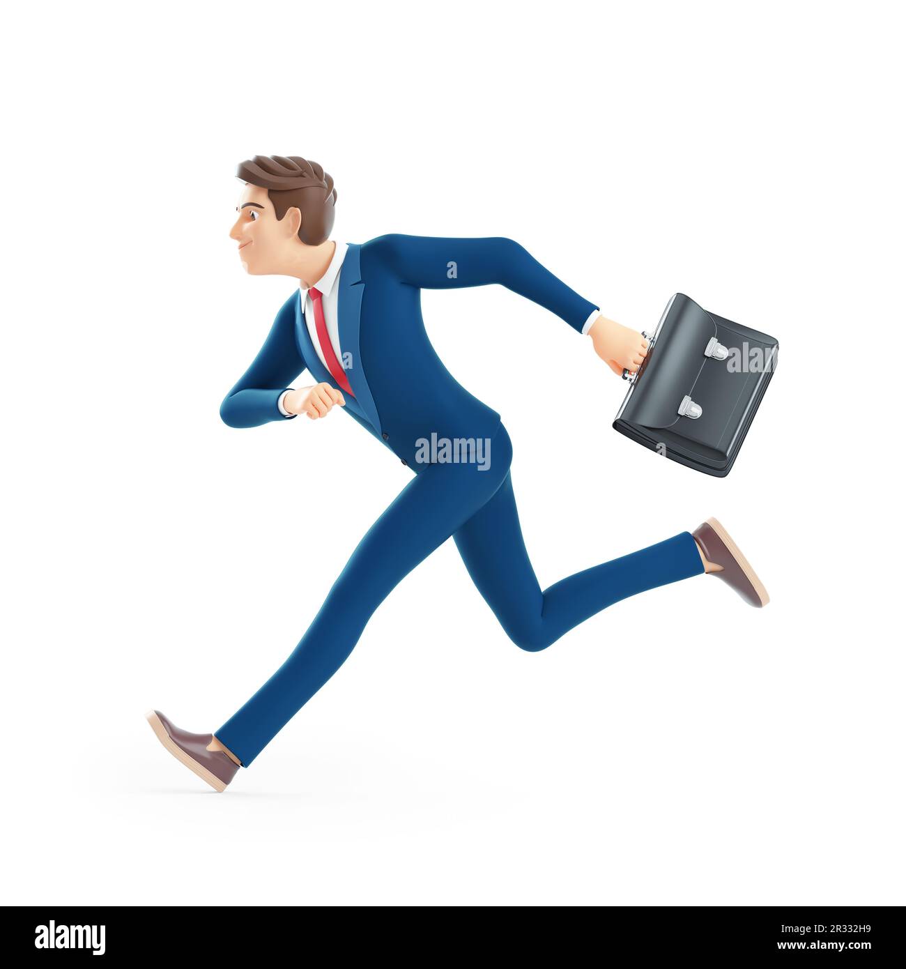 3d cartoon businessman running with a briefcase, illustration isolated ...