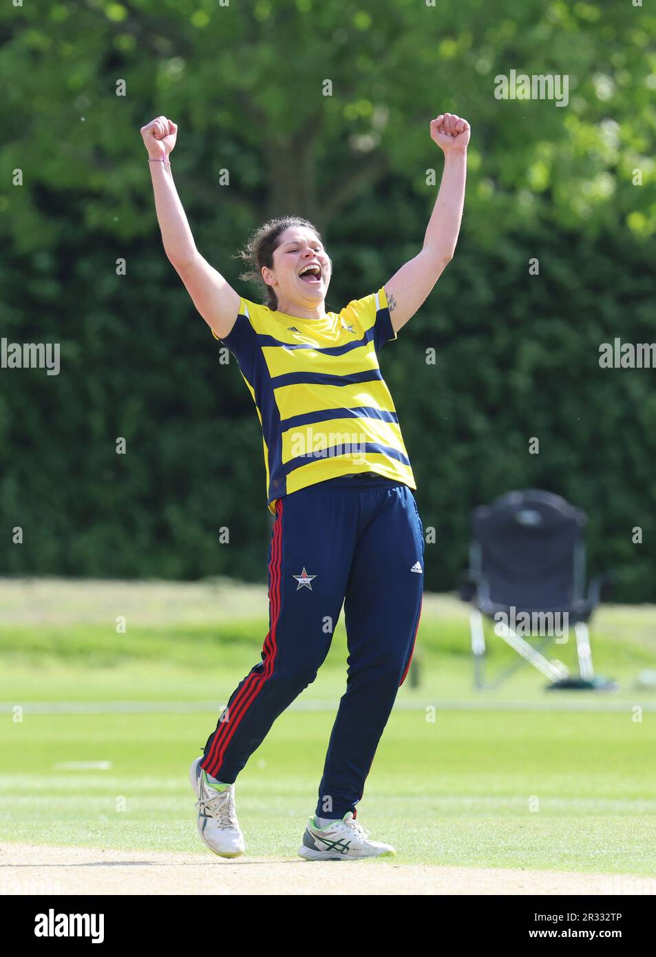 South East Stars Alice Davidson-Richards celebrates the wicket of ...