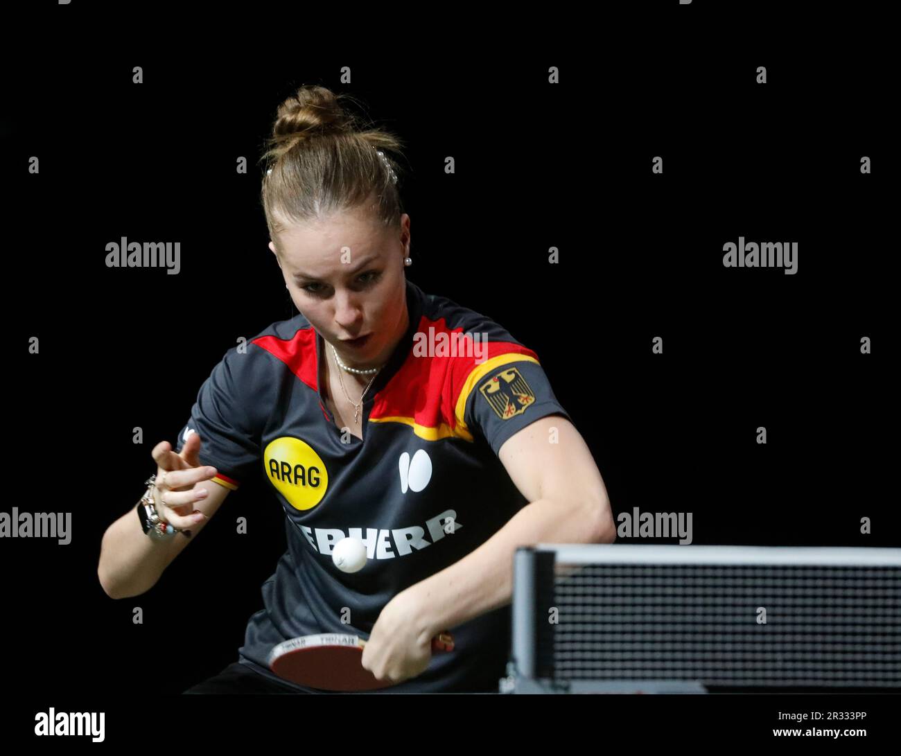Durban, South Africa. 22nd May, 2023. Annett Kaufmann of Germany serves ...