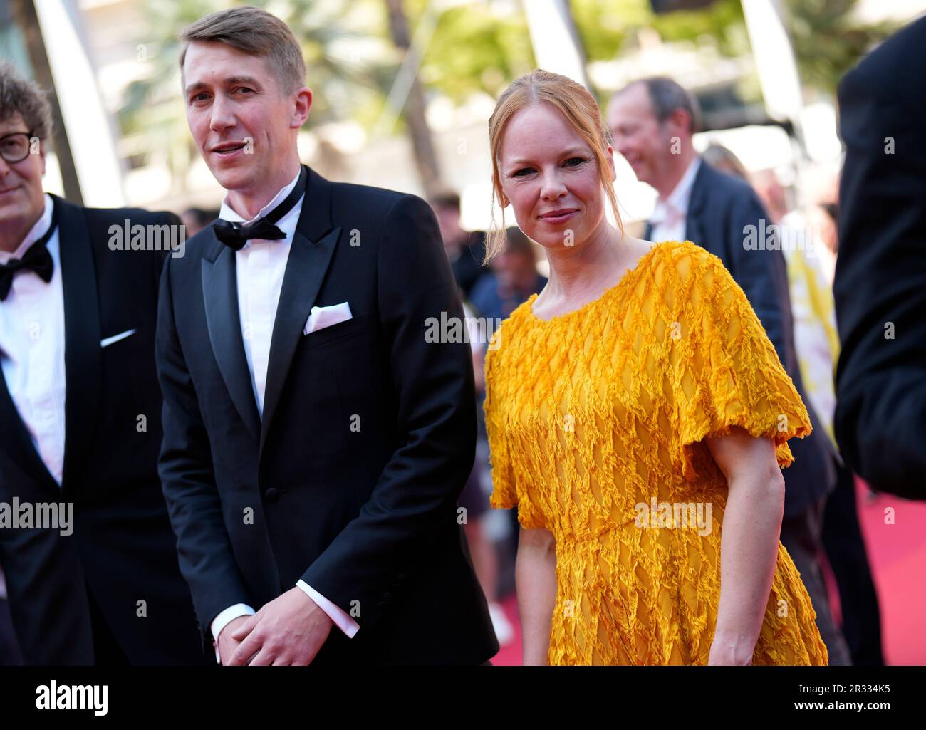 Jussi Vatanen, left, and Alma Poysti pose for photographers upon ...