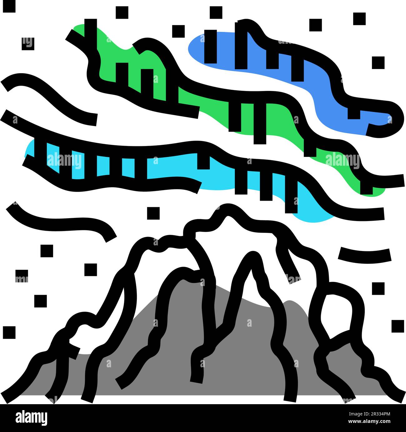 northern lights winter season color icon vector illustration Stock ...