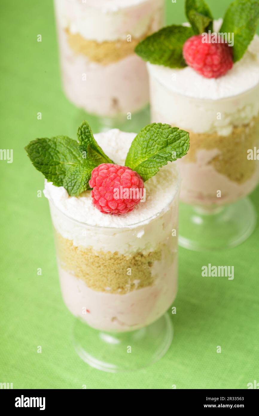 Dessert with raspberry Stock Photo - Alamy