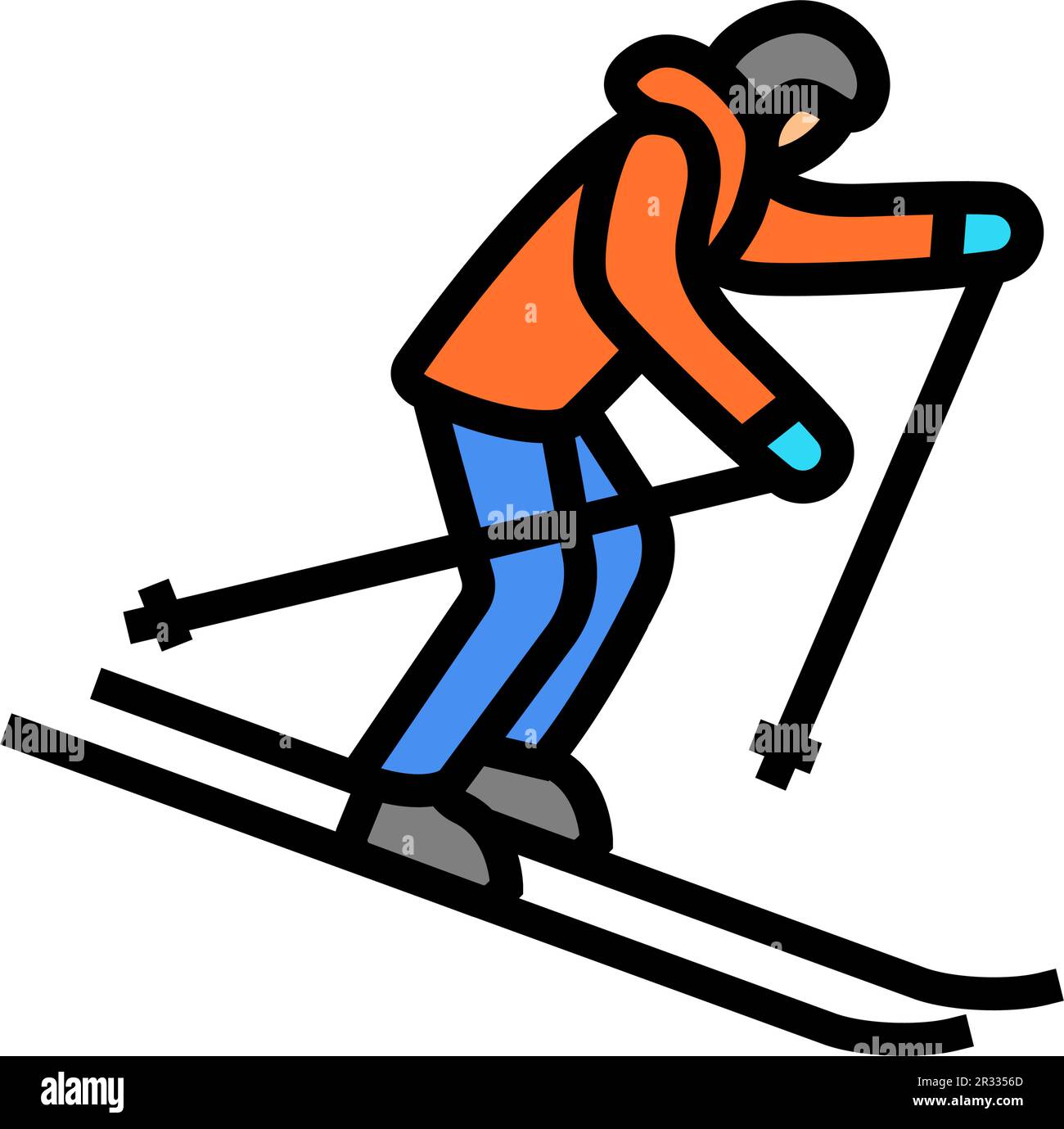 skiing downhill winter season color icon vector illustration Stock ...