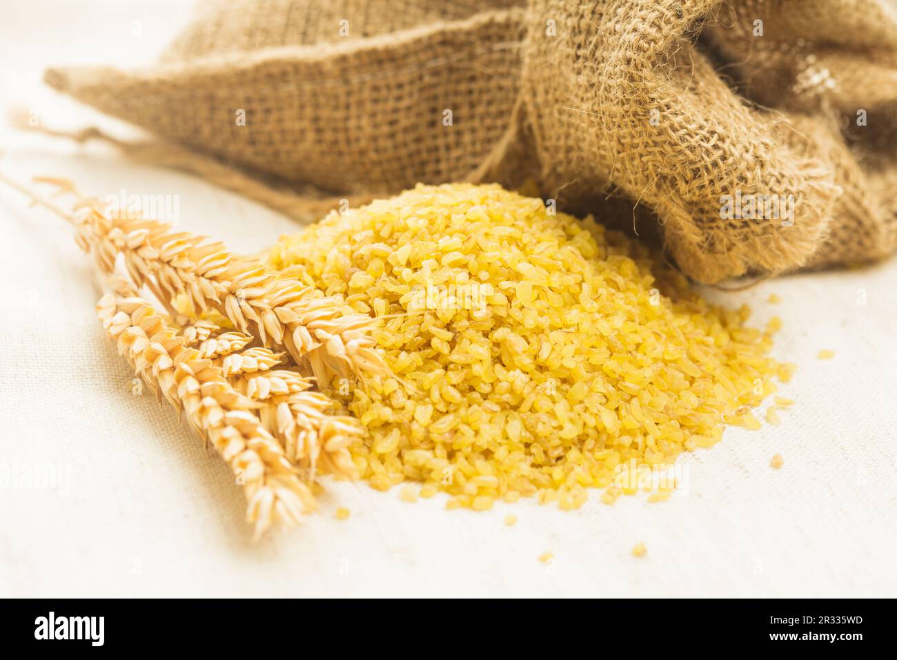 Bulgur in bag Stock Photo - Alamy
