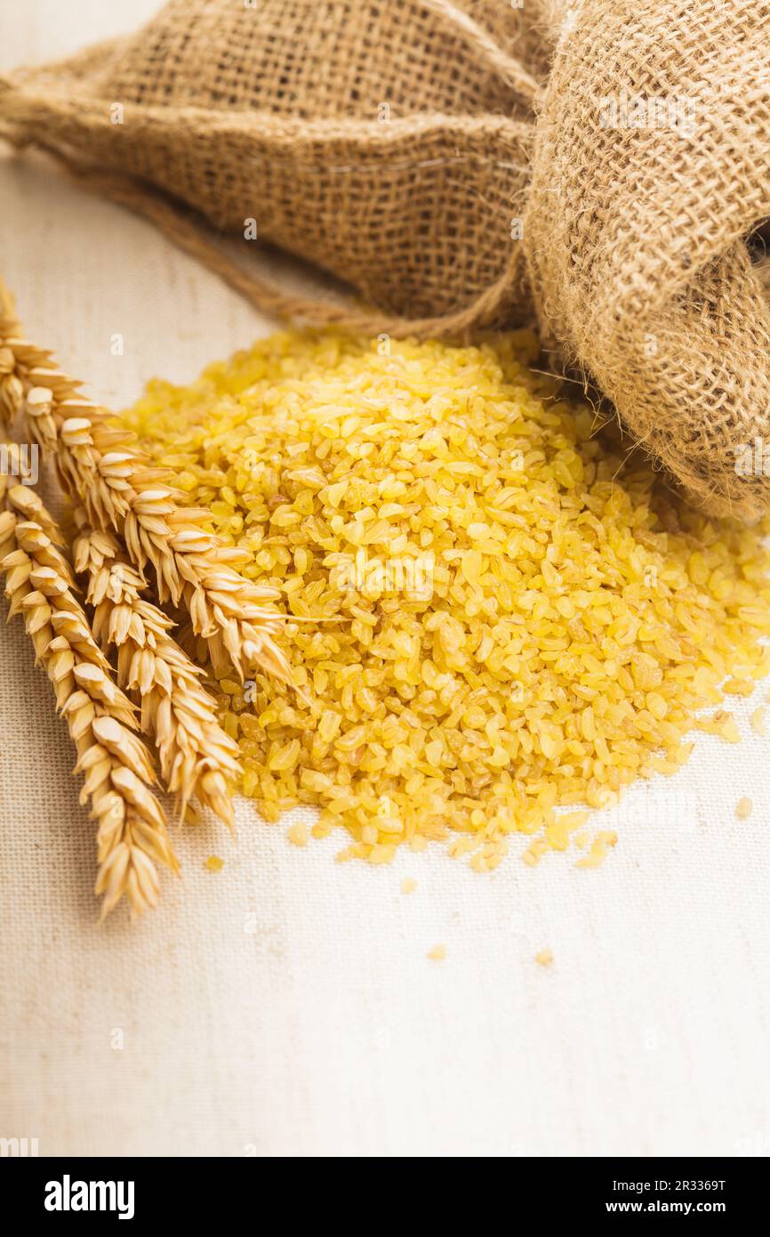 Bulgur in bag Stock Photo - Alamy