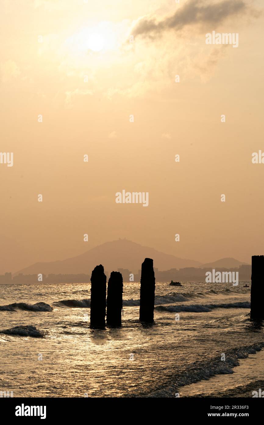 Super Golden Sunset Beach background Stock Photo - Alamy