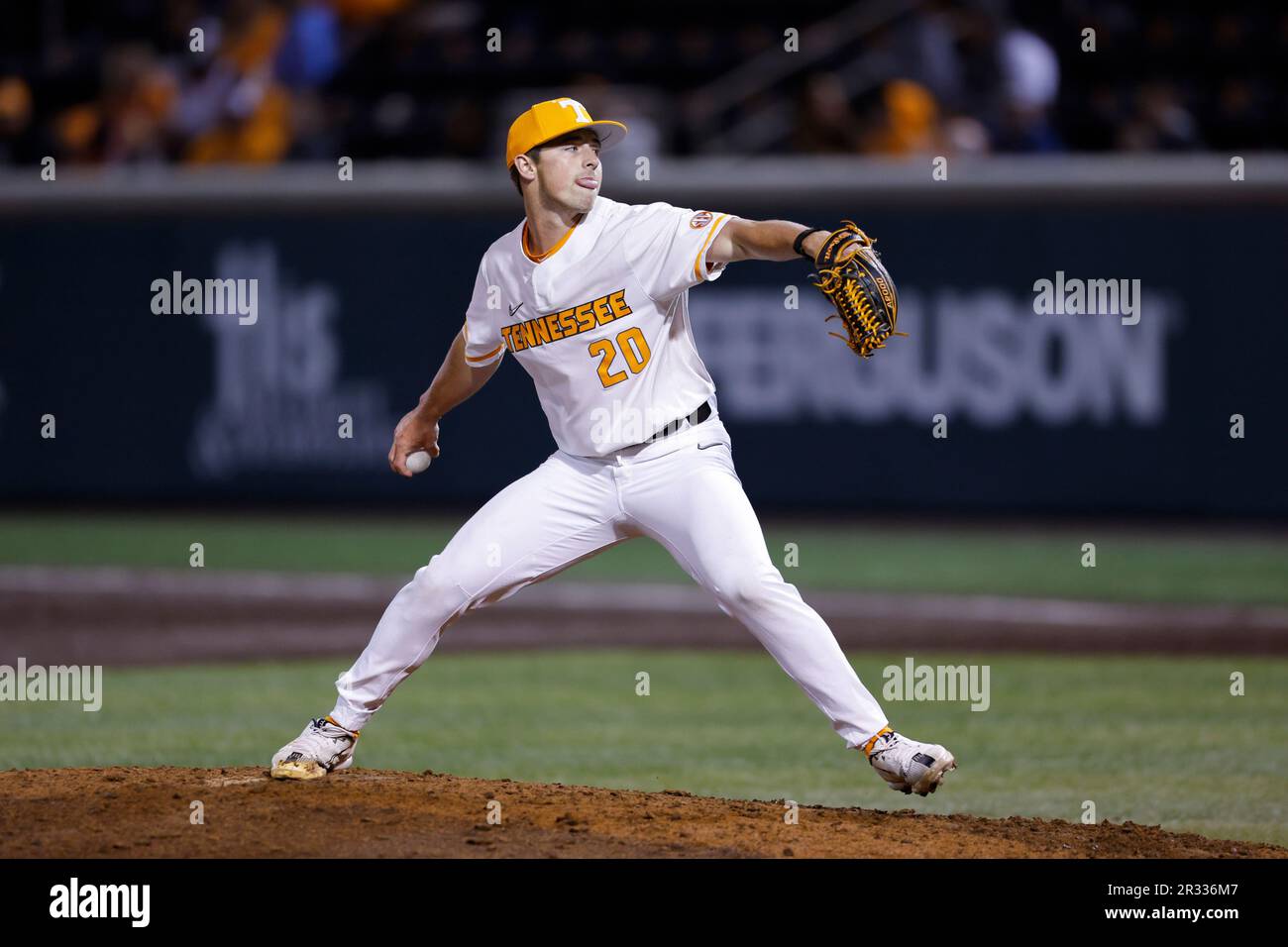 Tennessee Volunteers relief pitcher Bryce Jenkins (20) in action ...