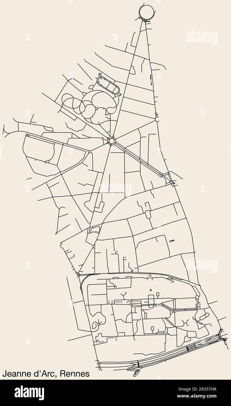 Street roads map of the JEANNE D’ARC SUB-QUARTER, RENNES Stock Vector ...