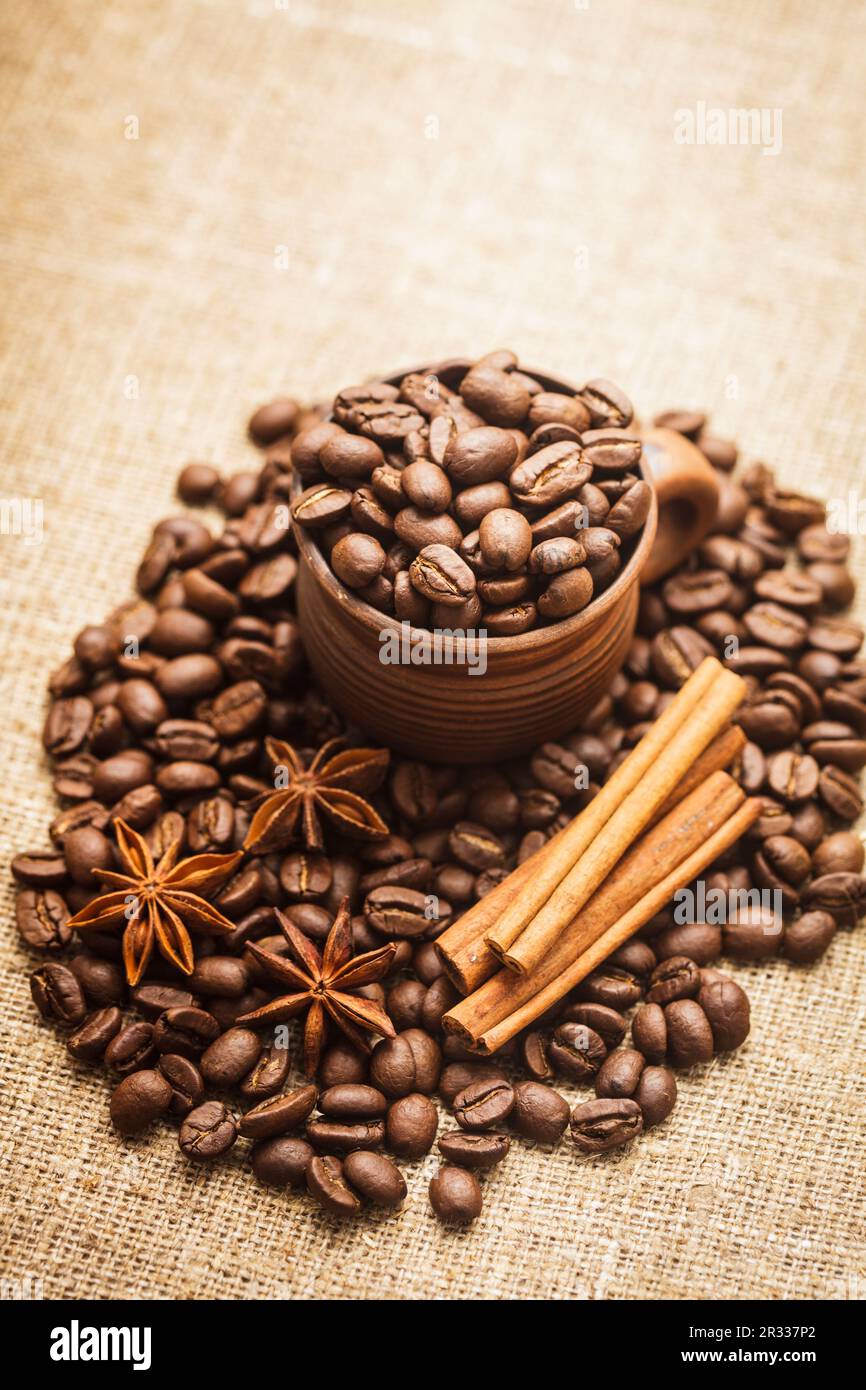 Coffee beans in cup Stock Photo - Alamy