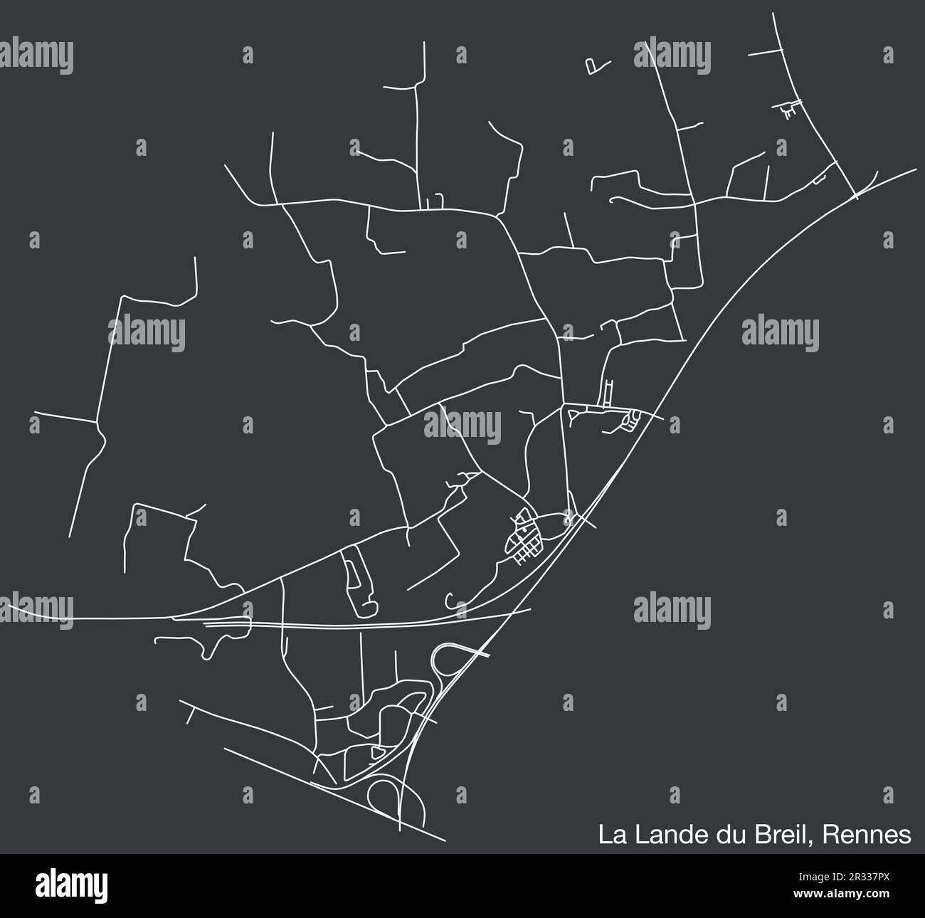 Street roads map of the LA LANDE DU BREIL SUB-QUARTER, RENNES Stock ...