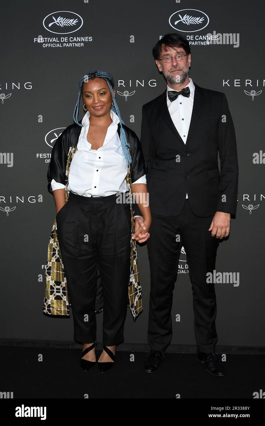 Cannes, France. 21st May, 2023. Rungano Nyoni and Gabriel Gauchet ...