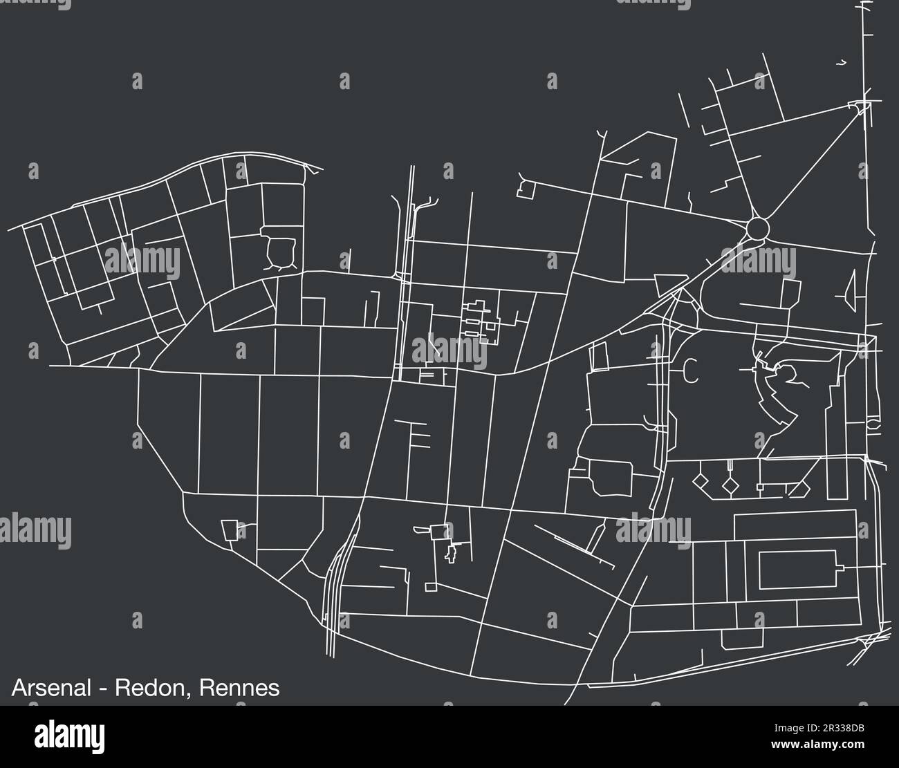 Street roads map of the ARSENAL-REDON SUB-QUARTER, RENNES Stock Vector ...
