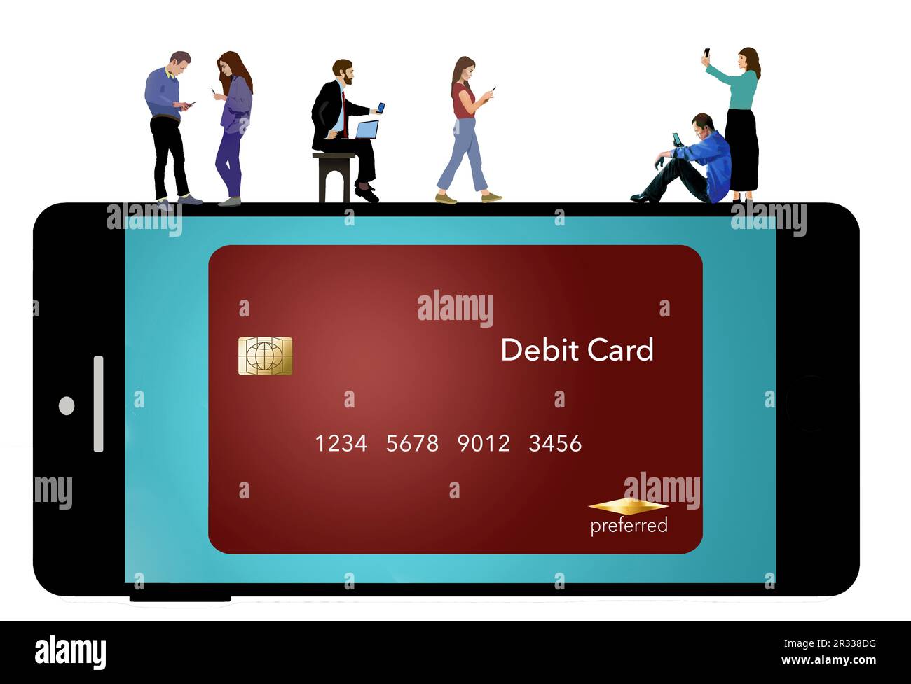 People are seen using their cell phones to check the status of their ...