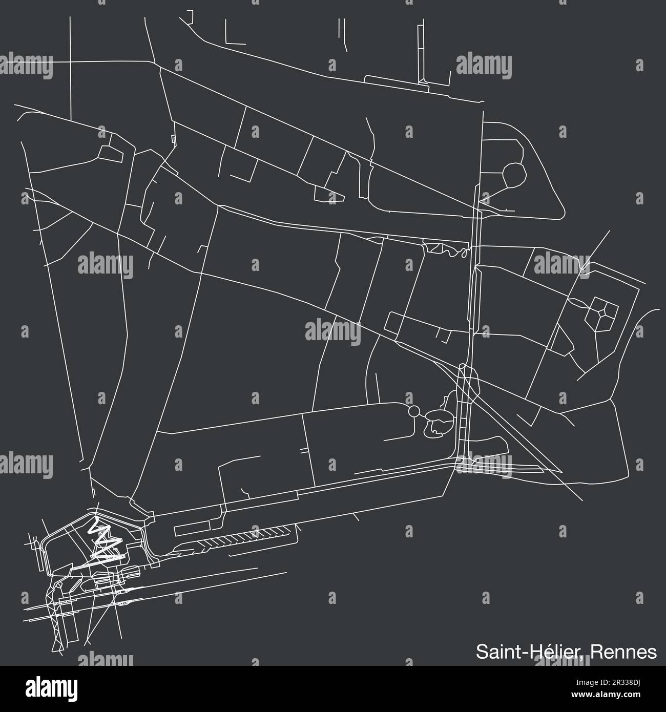 Street roads map of the SAINT-HÉLIER SUB-QUARTER, RENNES Stock Vector ...