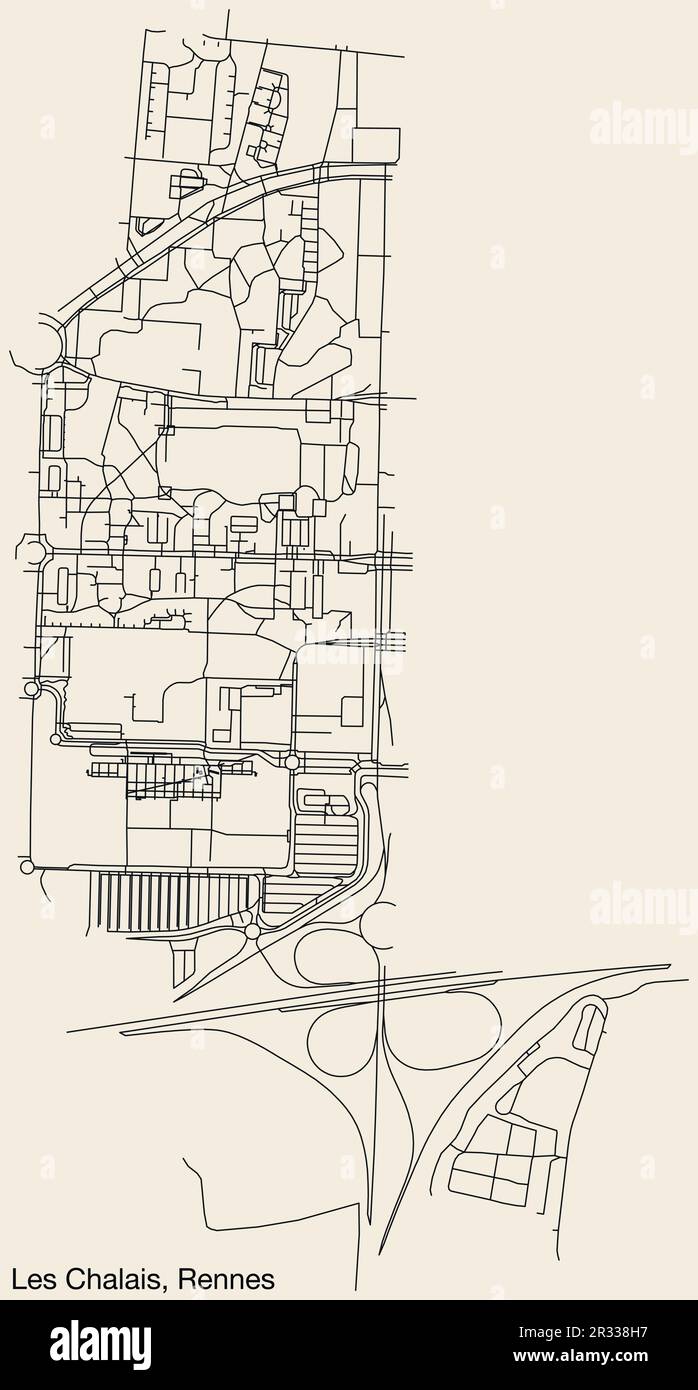 Street roads map of the LES CHALAIS SUB-QUARTER, RENNES Stock Vector ...