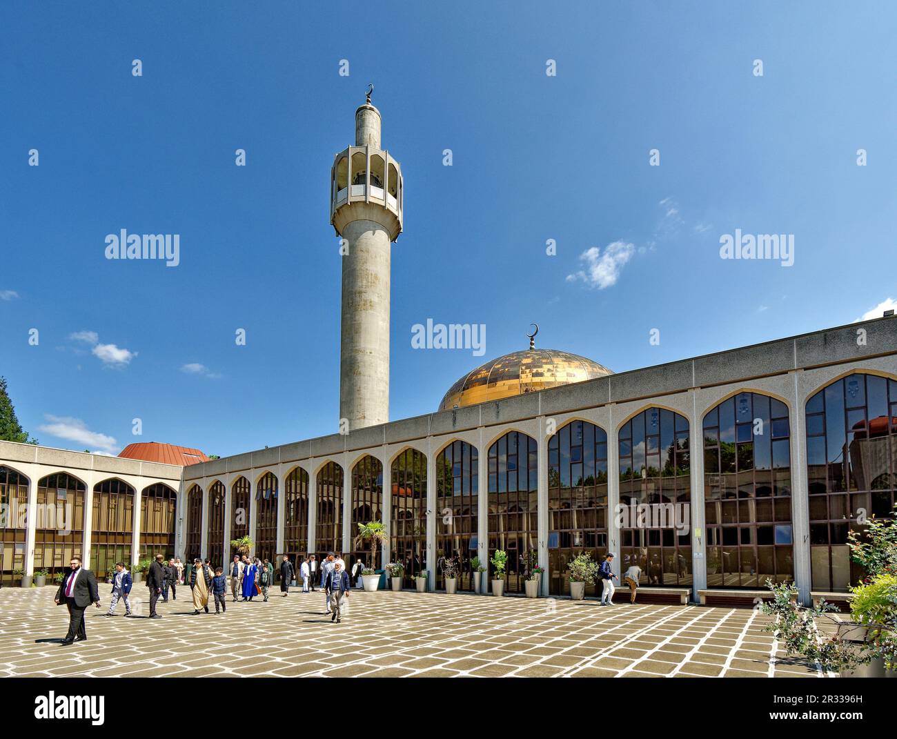 London Regents Park or Central Mosque St Johns Wood a blue sky and ...