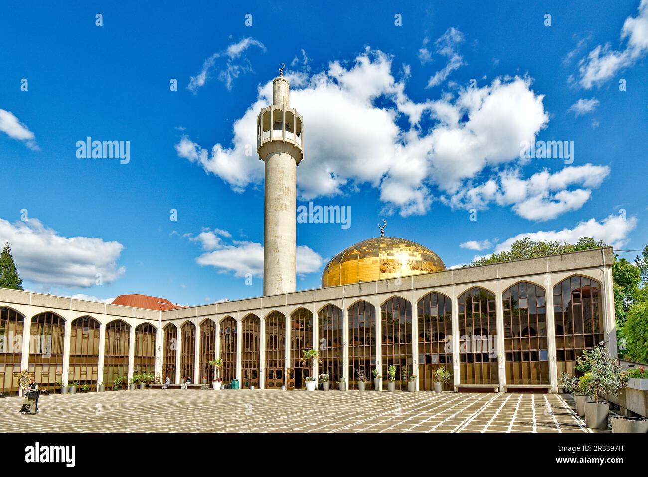 London Regents Park or Central Mosque St Johns Wood a blue sky exterior ...