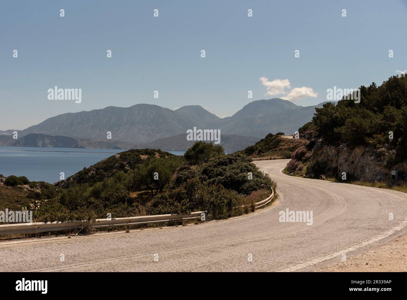 Eastern Crete, Greece, Europe. 2023. Mountain coastal road heading to ...