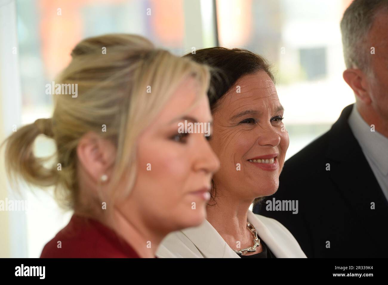 Sinn Fein Deputy Leader Michelle O’Neill (left) and Sinn Fein President ...