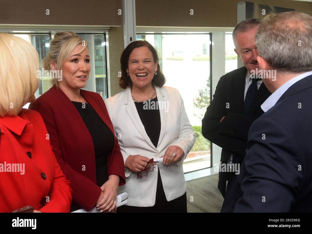 Sinn Fein Deputy Leader Michelle O’Neill (centre left), Sinn Fein ...