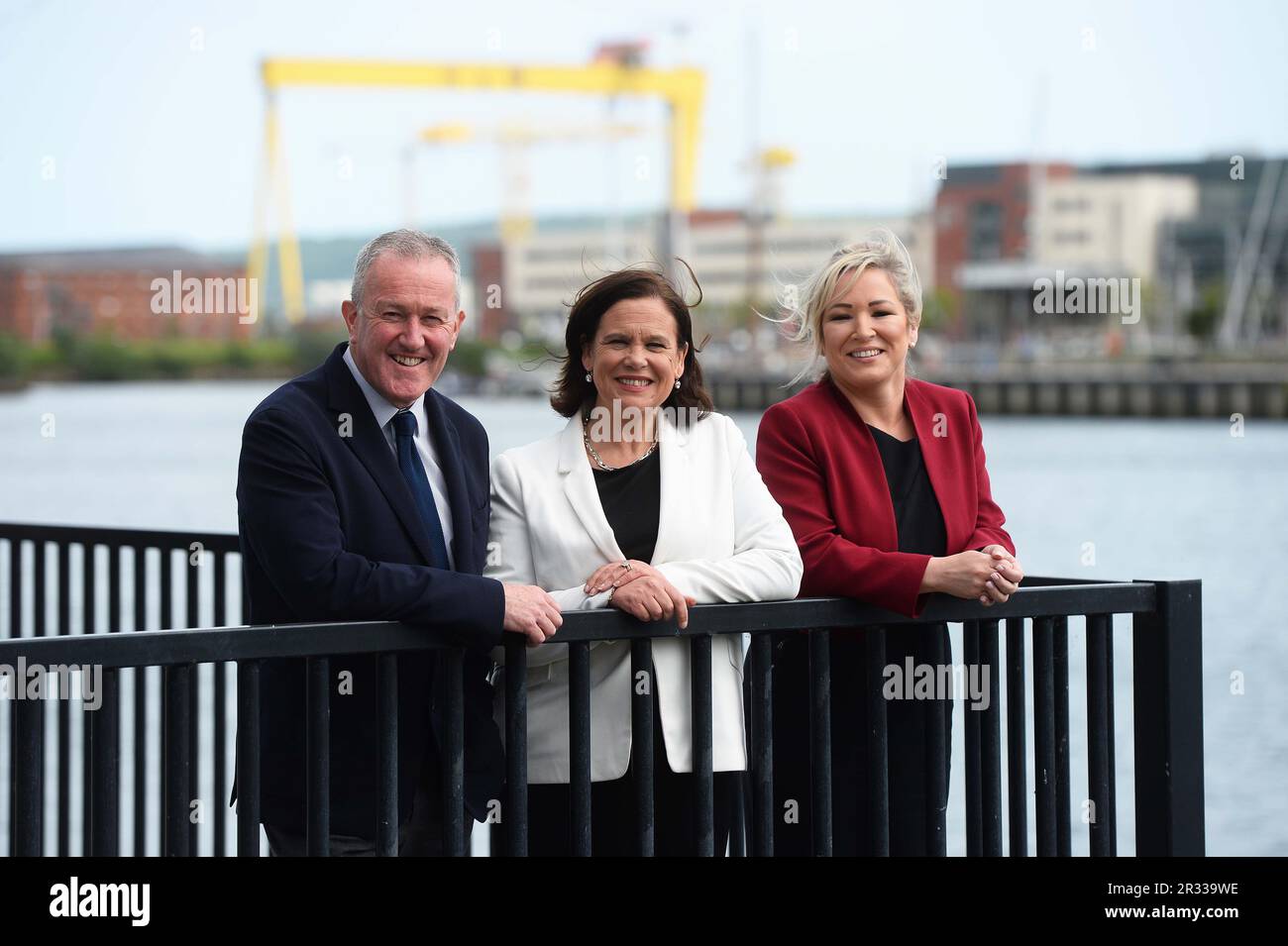 (left to right) Sinn Fein MLA Conor Murphy, Sinn Fein President Mary ...