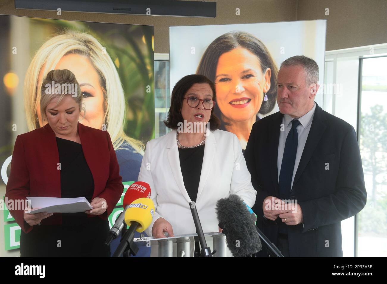 (left to right) Sinn Fein Deputy Leader Michelle O’Neill, Sinn Fein ...