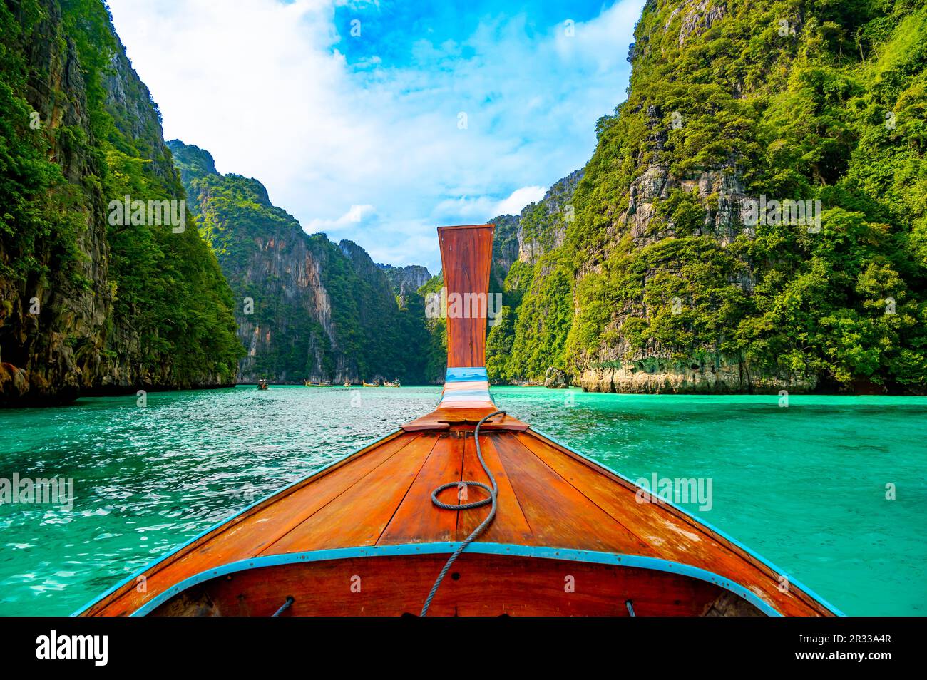 View of Pi Leh lagoon (also known as Green Lagoon) at Ko Phi Phi islands, Thailand. View from ...