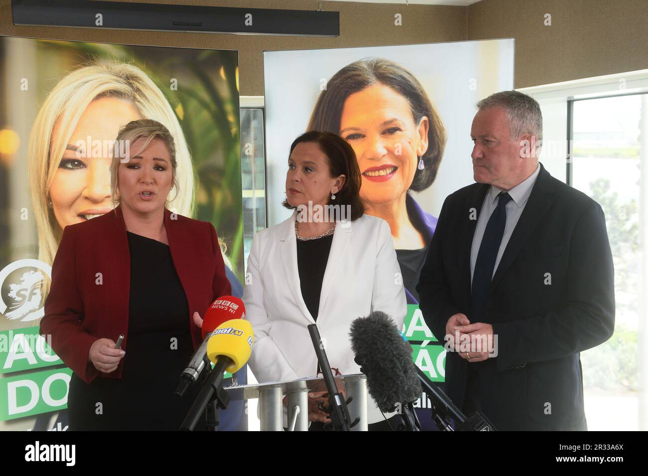(left to right) Sinn Fein Deputy Leader Michelle O’Neill, Sinn Fein ...