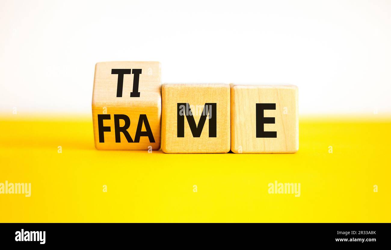 Time frame symbol. Businessman turns wooden cubes and change the ...