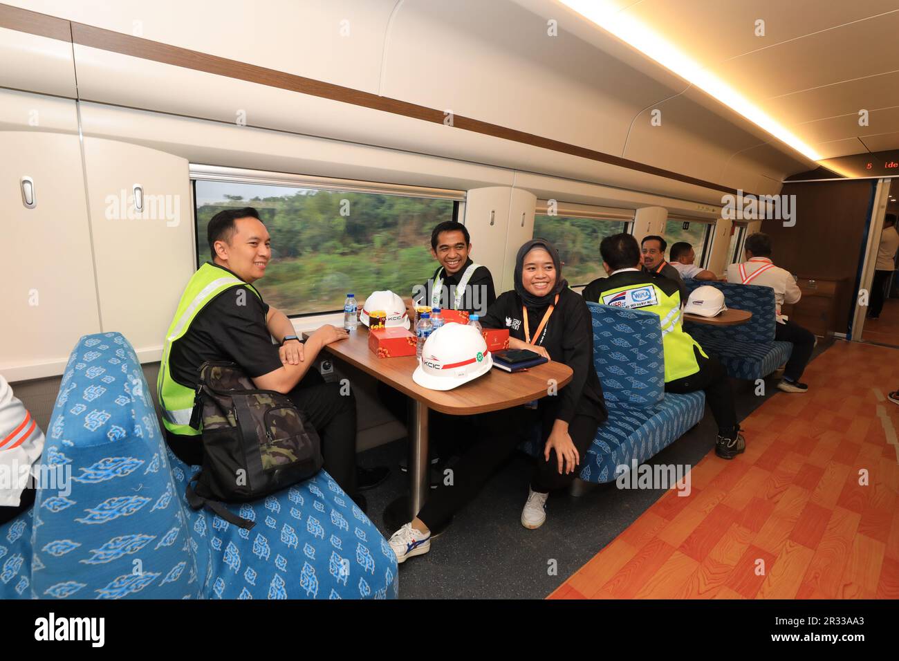 Jakarta. 22nd May, 2023. Staff members and journalists take a ...