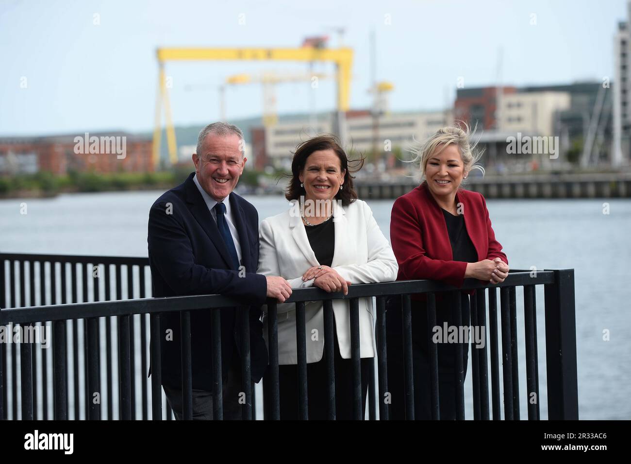 (left to right) Sinn Fein MLA Conor Murphy, Sinn Fein President Mary ...