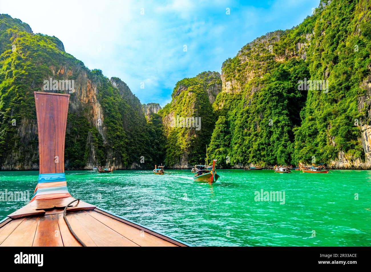 View of Pi Leh lagoon (also known as Green Lagoon) at Ko Phi Phi ...