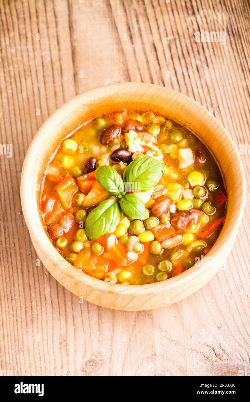 Minestrone vegetable soup plate hi-res stock photography and images - Alamy