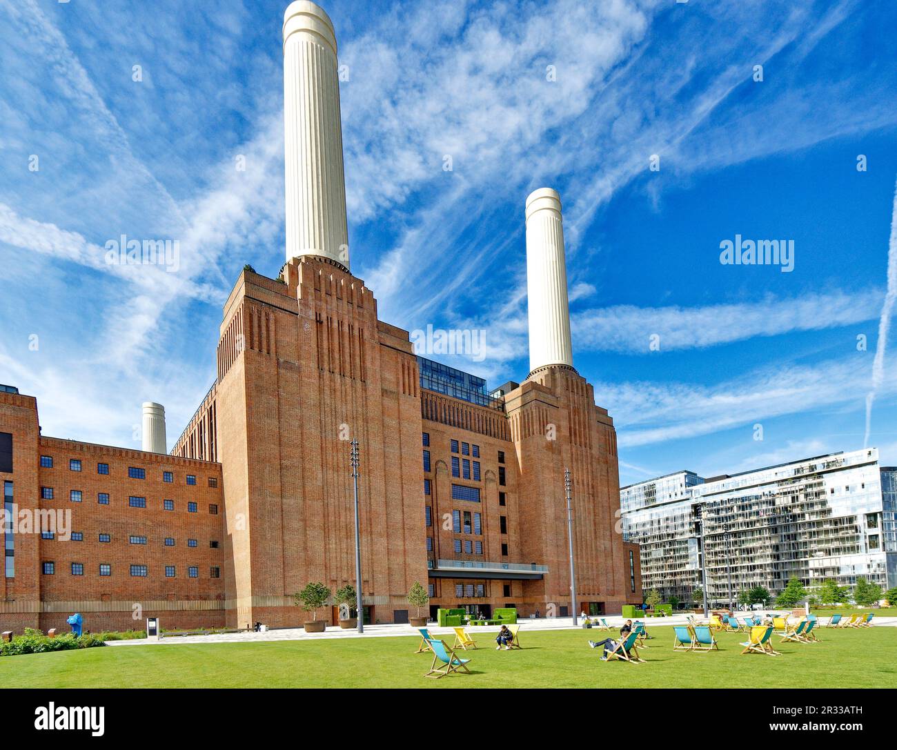 London Wandsworth Battersea a blue sky over the power station and deck ...