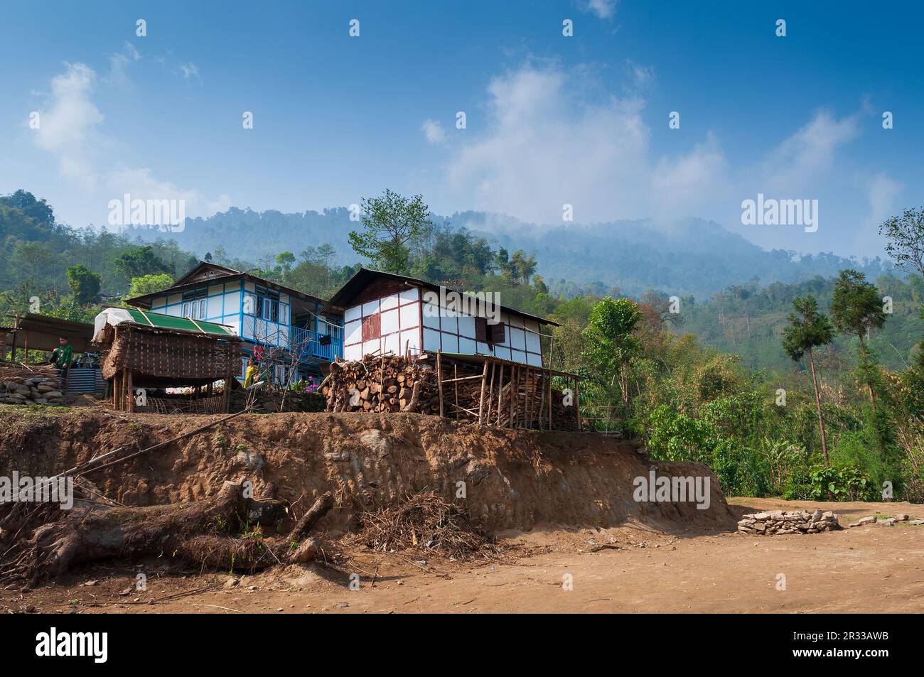 View of Sikkim village with affordable home stays for tourists ...