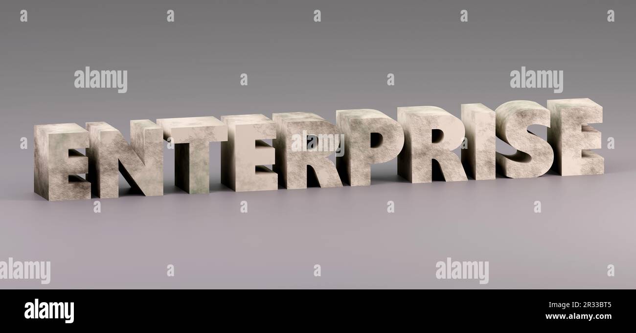 3d render sign enterprice concrete text and gray background. Simple ...