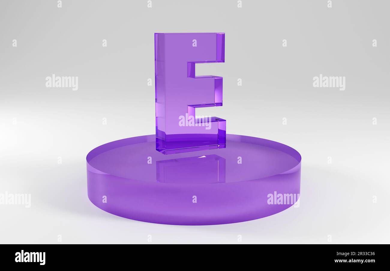3d alphabet, letters shape made of purple glass on grey background, 3d ...