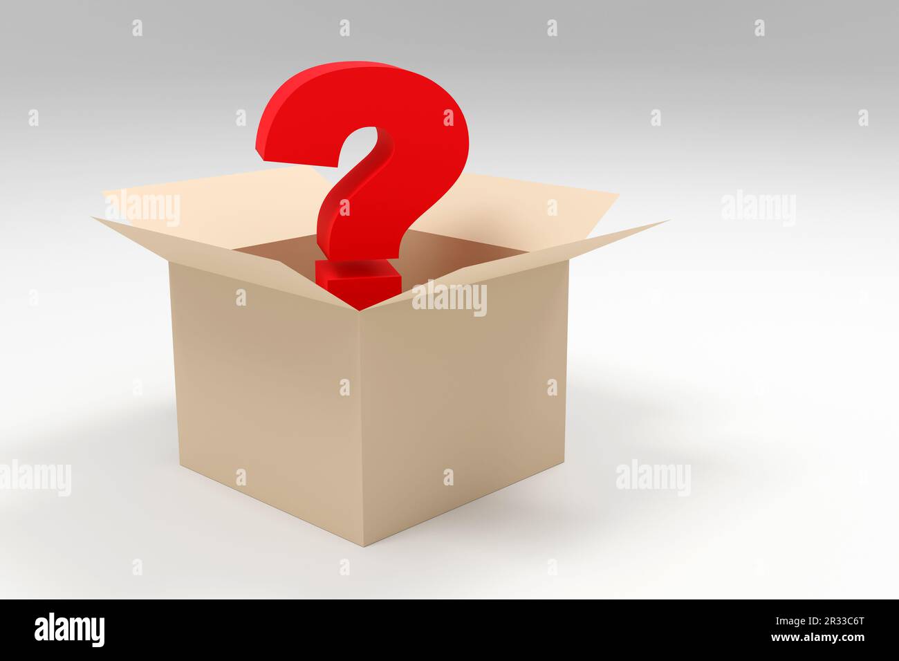 Luxury question mark peeping from a box, soft light, smooth background ...