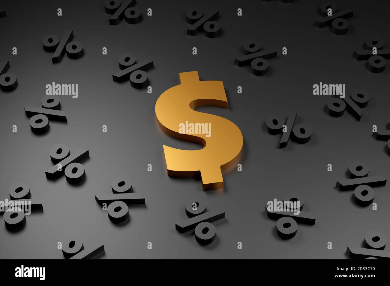 Gold inscription Dollar sign, soft light, top view smooth background ...