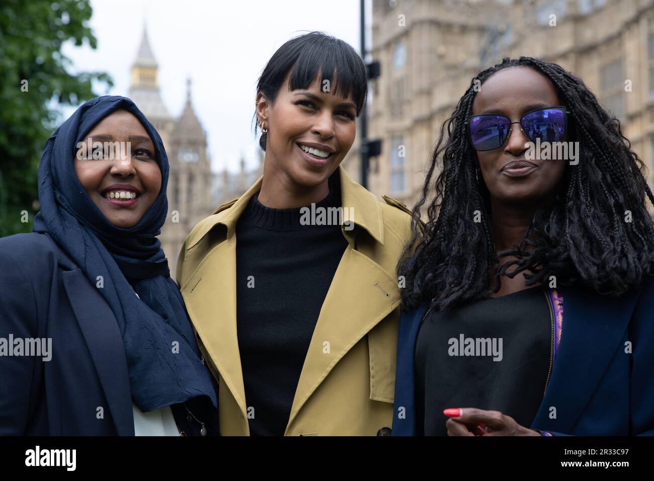 UN Goodwill Ambassador Sabrina Elba (centre) with representatives of ...