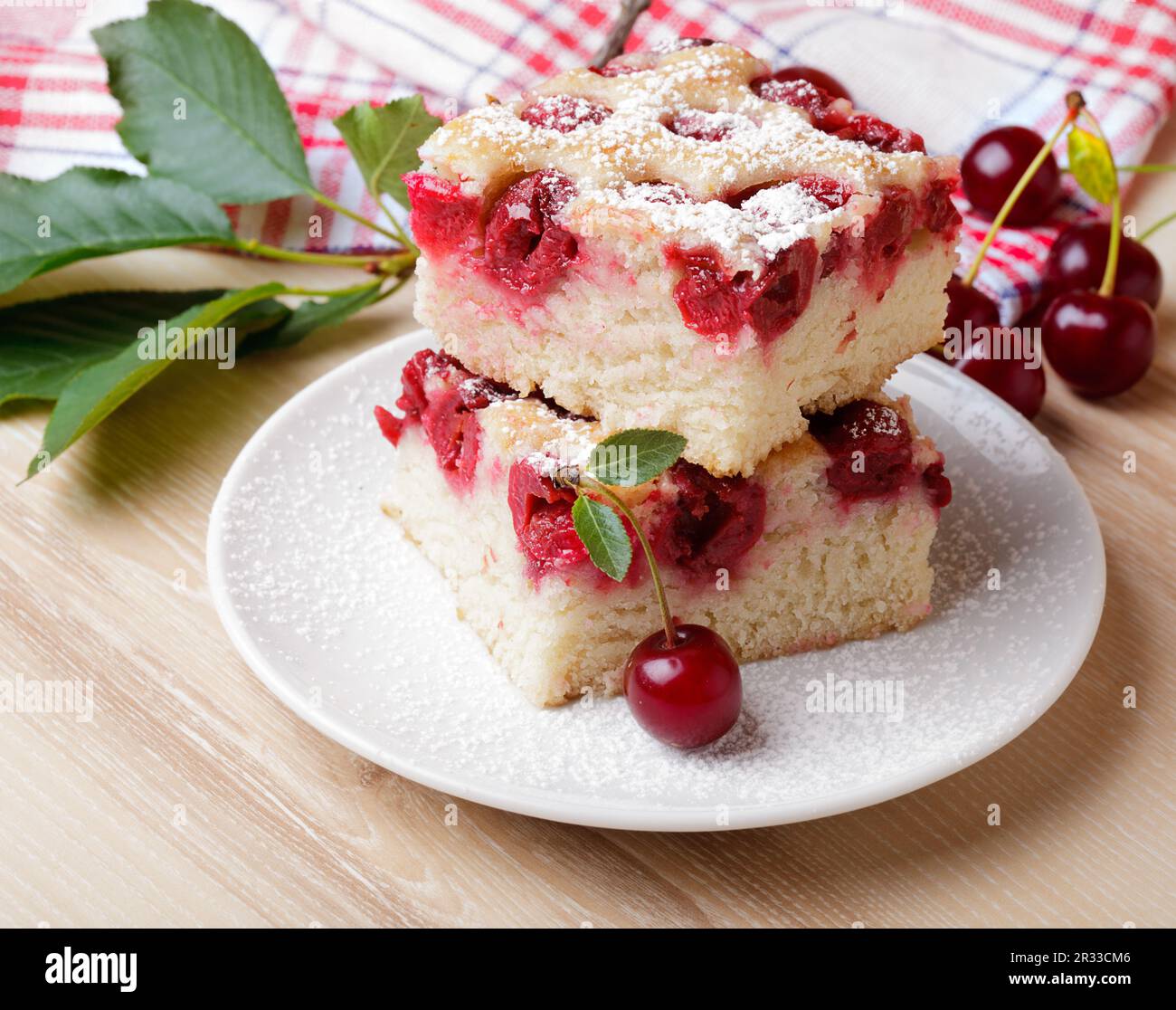 Slice homemade cherry cake hi-res stock photography and images - Alamy