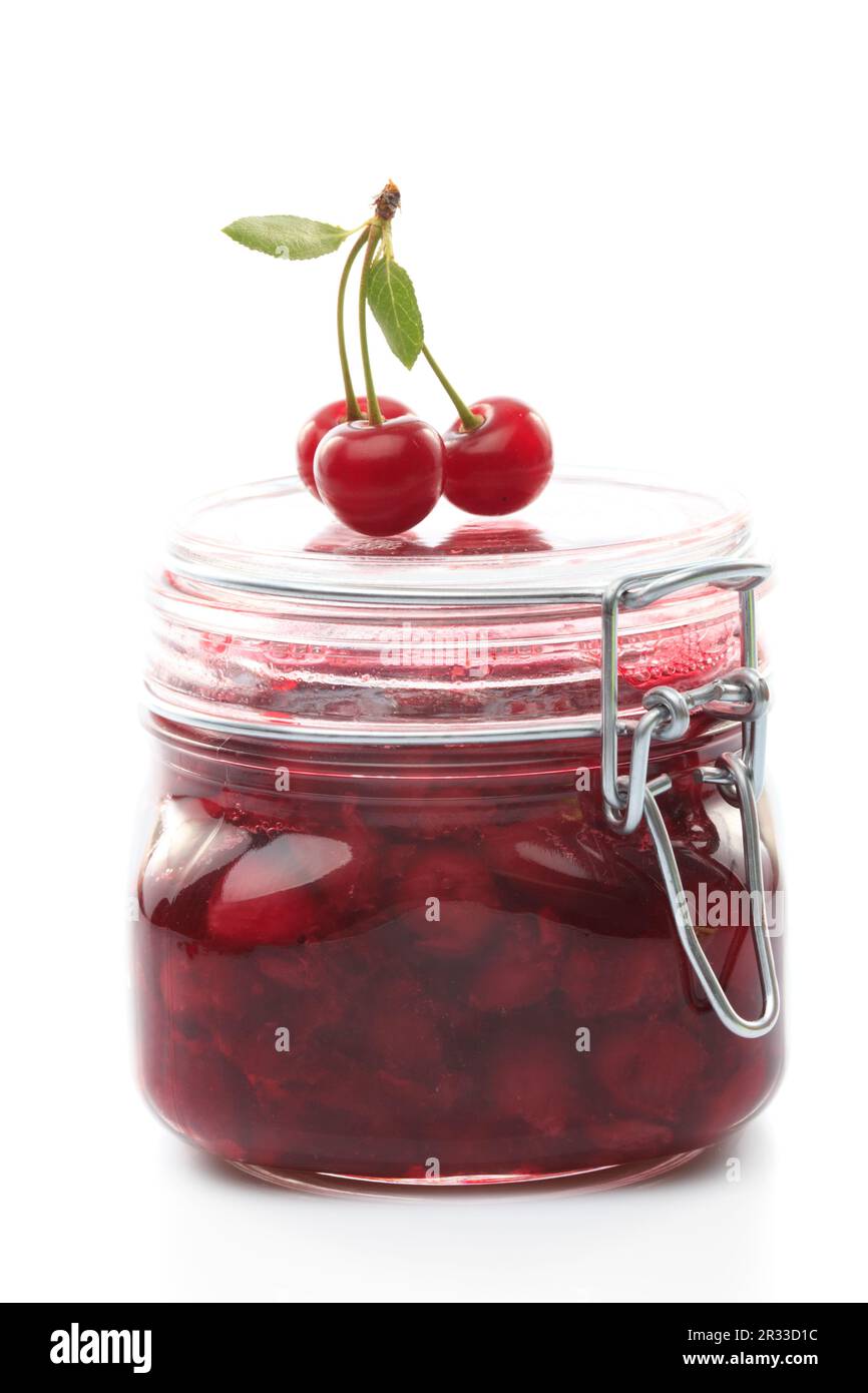 Ripe cherry jam on Cut Out Stock Images & Pictures - Alamy