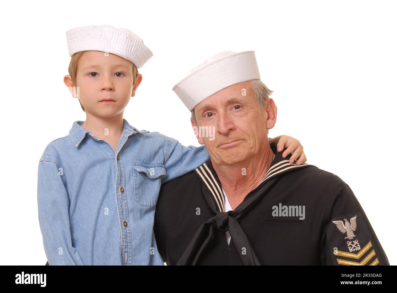 Old U.S. Navy sailor with his son Stock Photo - Alamy